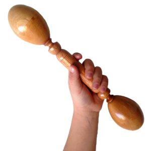 Wood Double Maraca Pair - Natural Finish, Handheld Percussion Instruments for Poly-Rhythm - Wooden Egg Shakers Musical Instrument by World Percussion USA