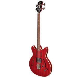 Guild Starfire Bass CHR Semi-Hollow Electric Bass Guitar, Cherry Red, Guild Hard Case, Cable, Strap, Picks, Stand and Polish Cloth