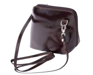 lagaksta small flat italian crossbody clutch dark brown