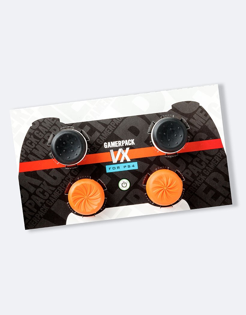 KontrolFreek GamerPack VX for PlayStation 4 (PS4) Controller | Performance Thumbsticks | 3 High-Rise, 1 Mid-Rise Concave | Black/Orange