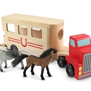 Melissa & Doug Wooden Horse Carrier Toy & 1 Scratch Art Mini-Pad Bundle (04097)