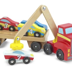 Melissa & Doug Wooden Car Loader Bundle with 1 Offical M&D Scratch Art Mini-Pad [93903]