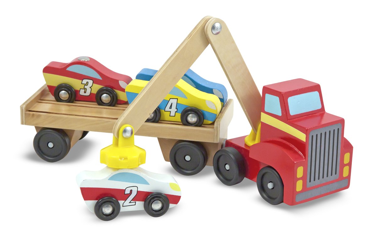 Melissa & Doug Wooden Car Loader Bundle with 1 Offical M&D Scratch Art Mini-Pad [93903]