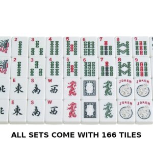 Linda Li American Mah Jongg Set Black Quilted Soft Bag - 166 White Engraved Tiles, 4 All-in-One Rack/Pushers