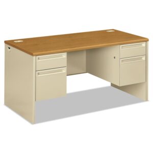 hon 38155cl 38000 series double pedestal desk, 60w x 30d x 29-1/2h, harvest/putty