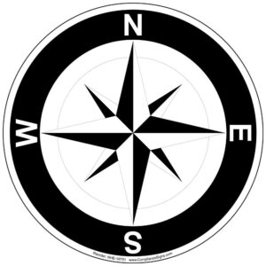 compliancesigns.com white [graphic only] compass heavy traffic floor label decal for wayfinding, 12 inch self-adhesive vinyl