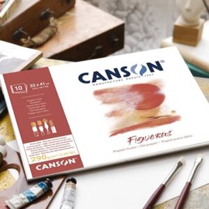 Canson Figueras Oil & Acrylic 290gsm Paper pad Including 10 Sheets, Size:41x33cm, Canvas-Like Texture