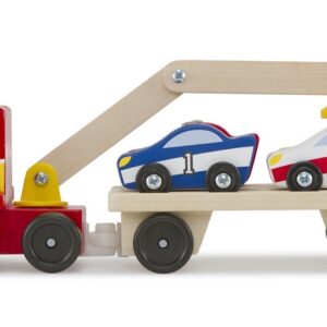 Melissa & Doug Wooden Car Loader Bundle with 1 Offical M&D Scratch Art Mini-Pad [93903]