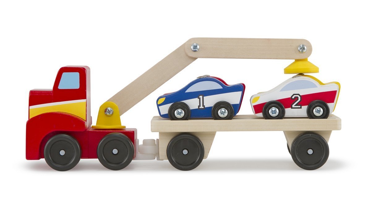 Melissa & Doug Wooden Car Loader Bundle with 1 Offical M&D Scratch Art Mini-Pad [93903]