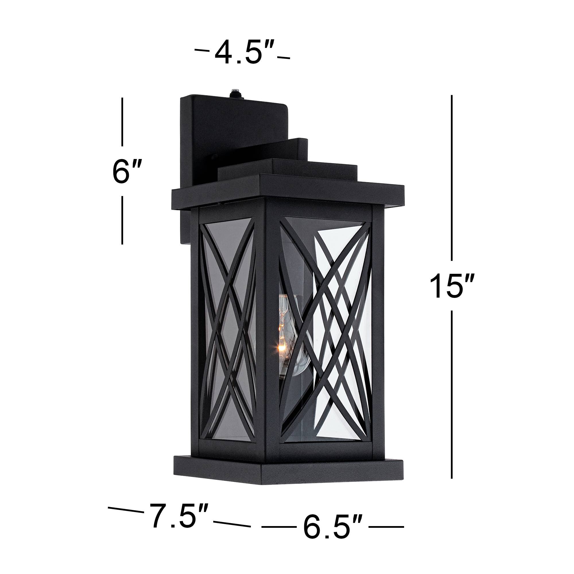 John Timberland Woodland Park Mission Outdoor Wall Light Fixture Black Metal15 Clear Glass Security Dusk to Dawn for Exterior House Porch Patio Outside Deck Garage Yard Front Door Garden Home