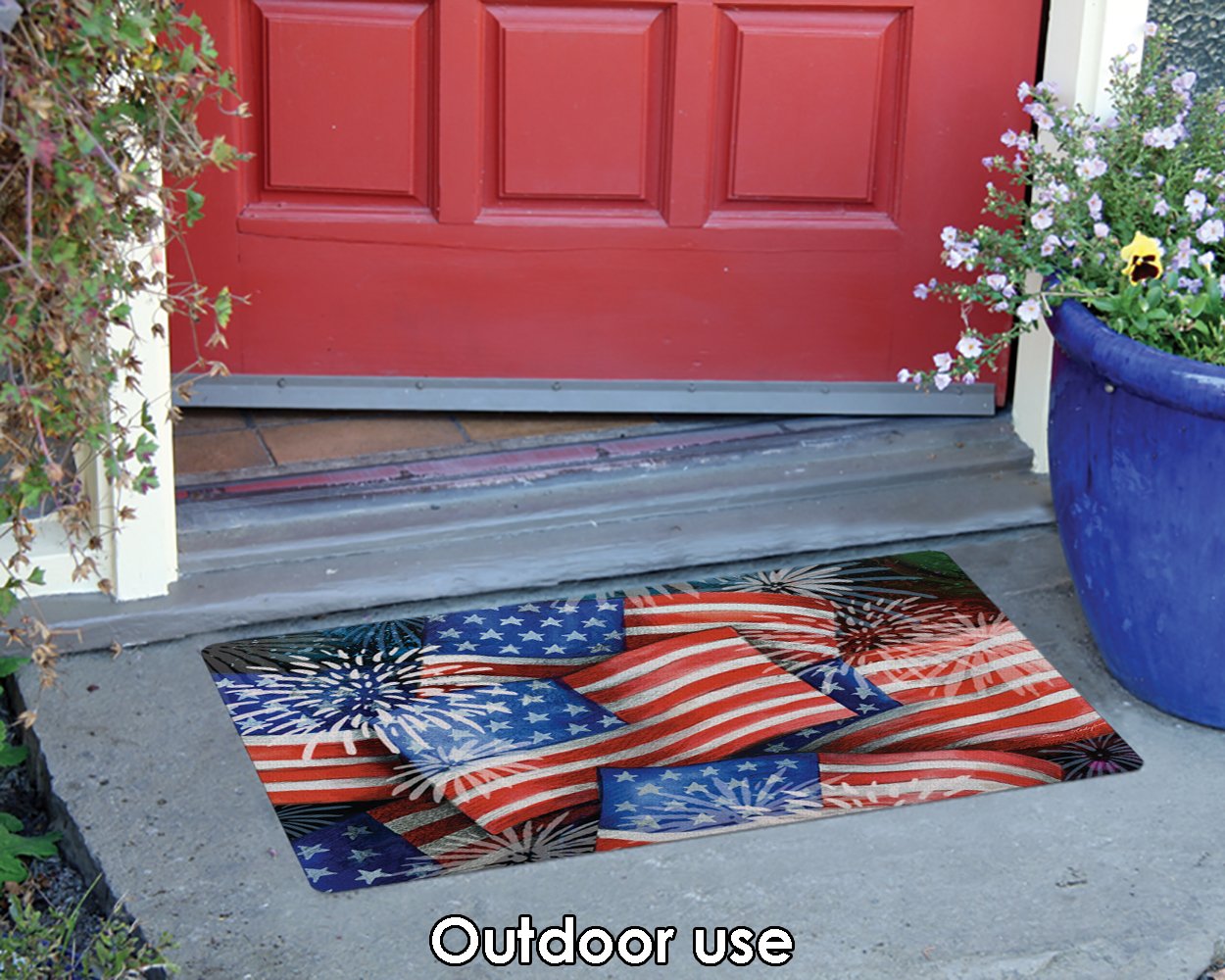 Toland Home Garden 800047 Sparkling Old Glory Summer Door Mat 18x30 Inch 4th of July Outdoor Doormat for Entryway Indoor Entrance