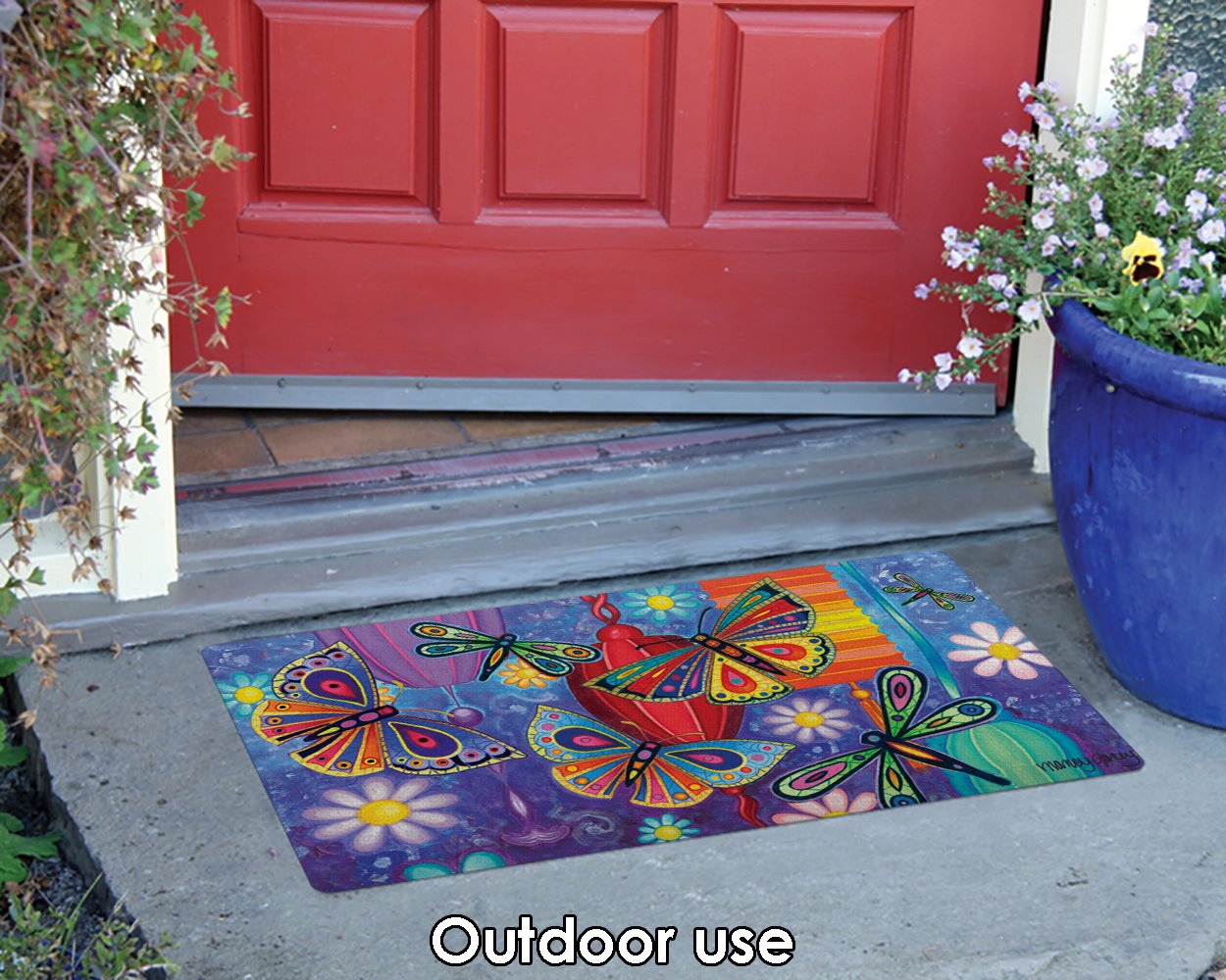 Toland Home Garden 800025 Bright Wings Summer Door Mat 18x30 Inch Butterfly Outdoor Doormat for Entryway Indoor Entrance