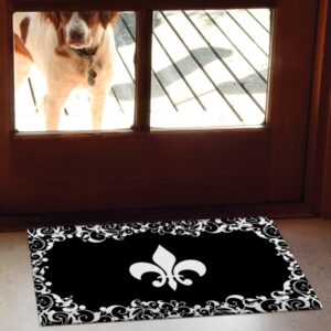 Toland Home Garden 800015 Fleur De Lis Lily Door Mat 18x30 Inch French Outdoor Doormat for Entryway Indoor Entrance