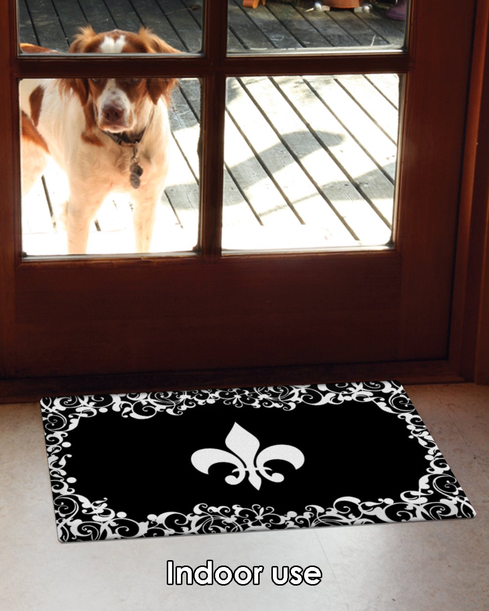 Toland Home Garden 800015 Fleur De Lis Lily Door Mat 18x30 Inch French Outdoor Doormat for Entryway Indoor Entrance