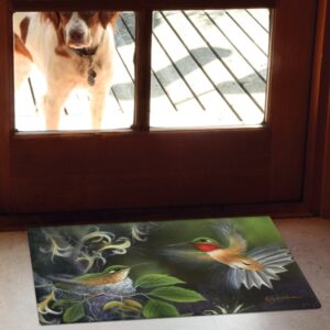 Toland Home Garden 800036 Rufous Hummingbird Spring Door Mat 18x30 Inch Summer Outdoor Doormat for Entryway Indoor Entrance