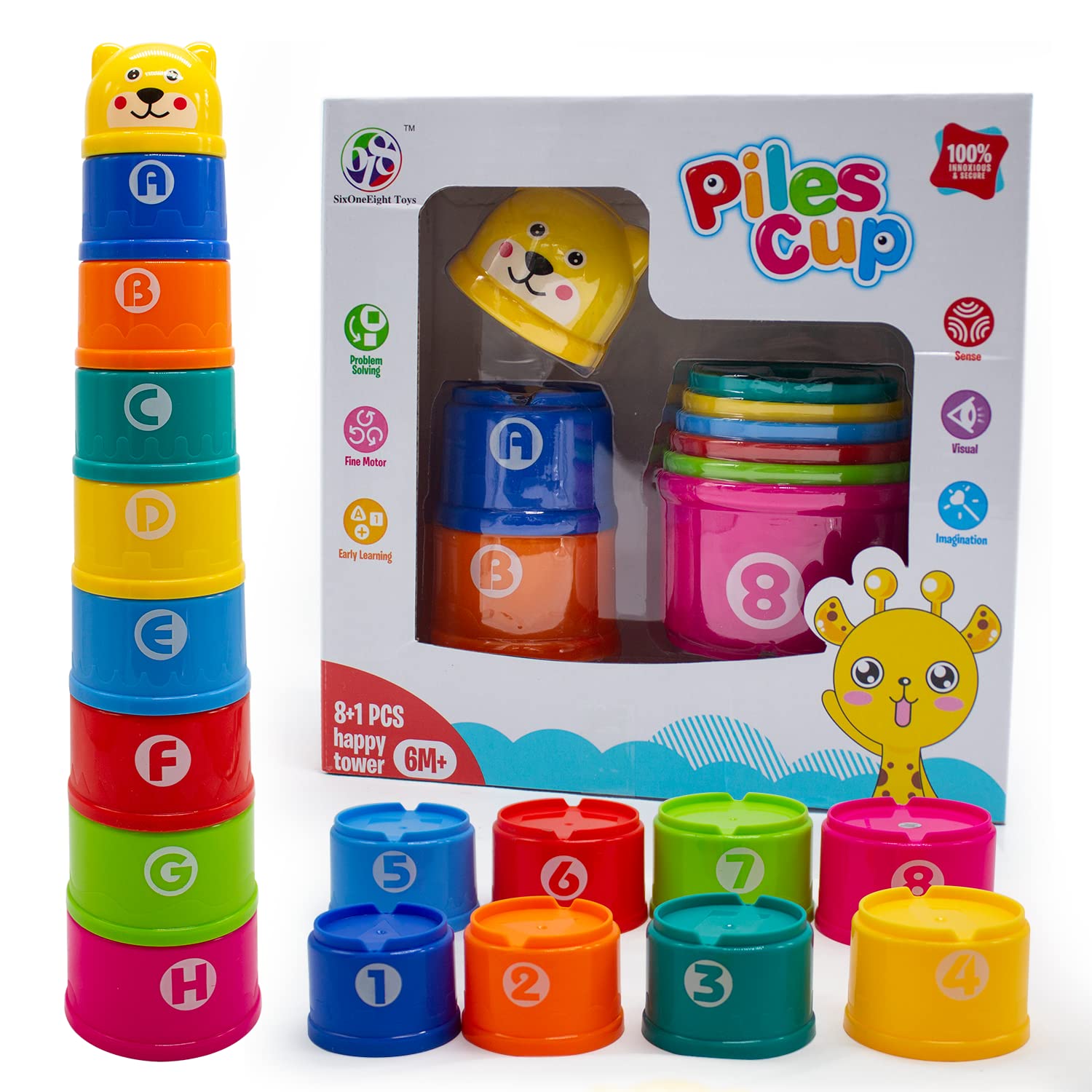 Stacking Cups Nesting and Stacking Cups Gift Colorful Educational Alphabets Numbers Building Joy Cups Toddler Fun Play Toys