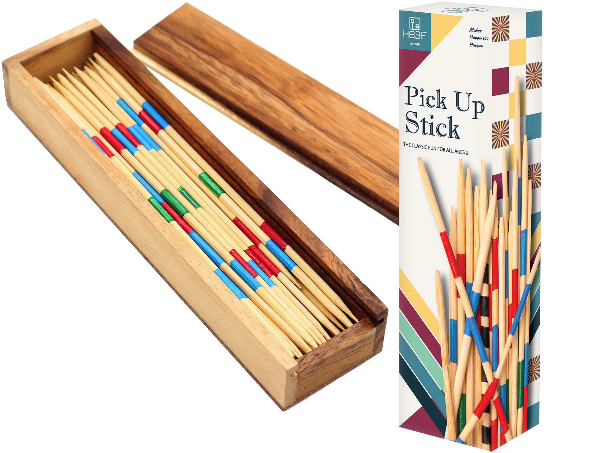 BSIRI Mikado Wooden Pick Up Sticks Classic Kids Board Game for Adults and Teens in Family and Children Board Games for Kids 7 and Brain Teasers of Mathematics Fun Table Games