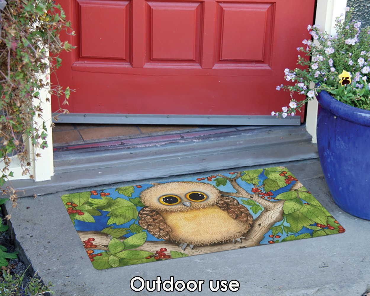 Toland Home Garden 800034 Hoot Hoot Fall Door Mat 18x30 Inch Owl Outdoor Doormat for Entryway Indoor Entrance