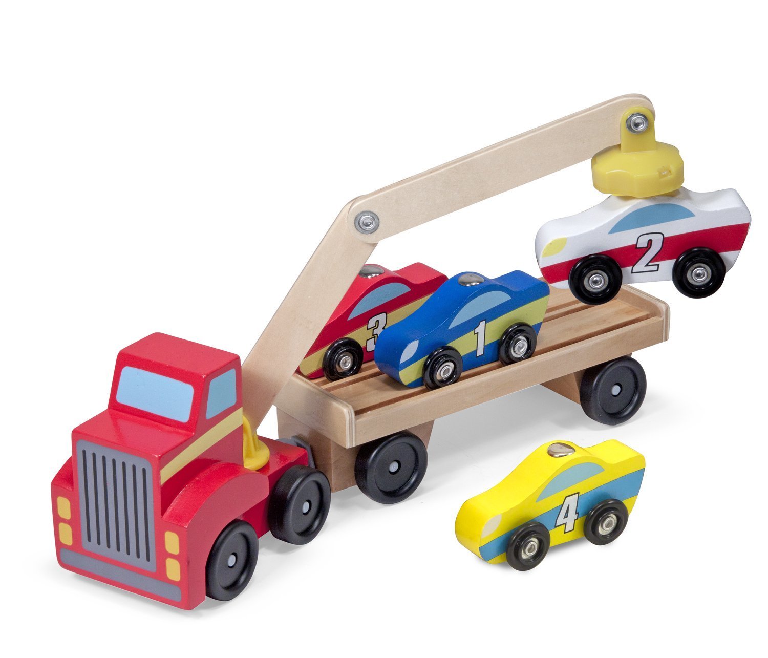 Melissa & Doug Wooden Car Loader Bundle with 1 Offical M&D Scratch Art Mini-Pad [93903]