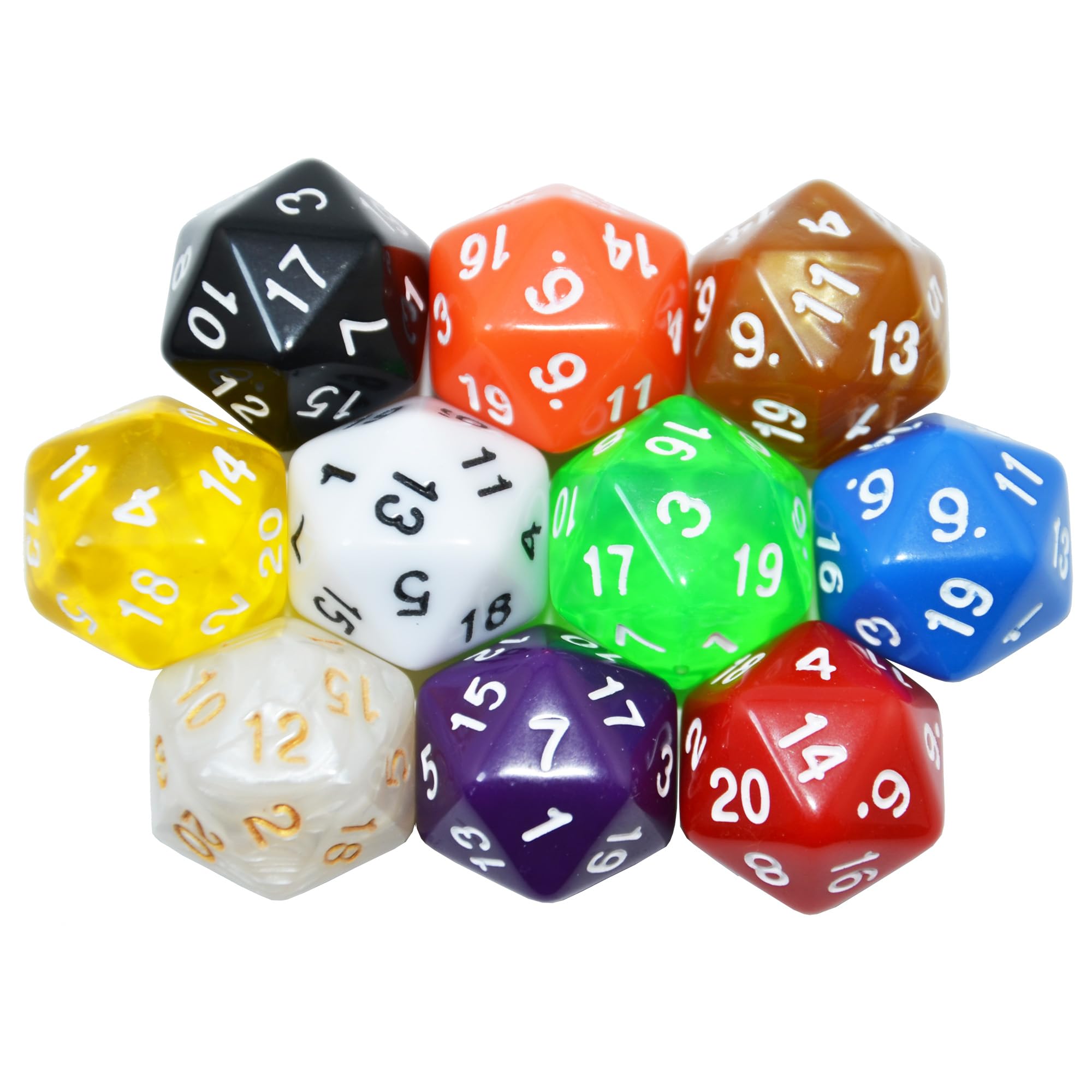 SmartDealsPro 10-Pack 20 Sided Dice D20 Polyhedral Dice for DND RPG MTG Table Game (Color 1)