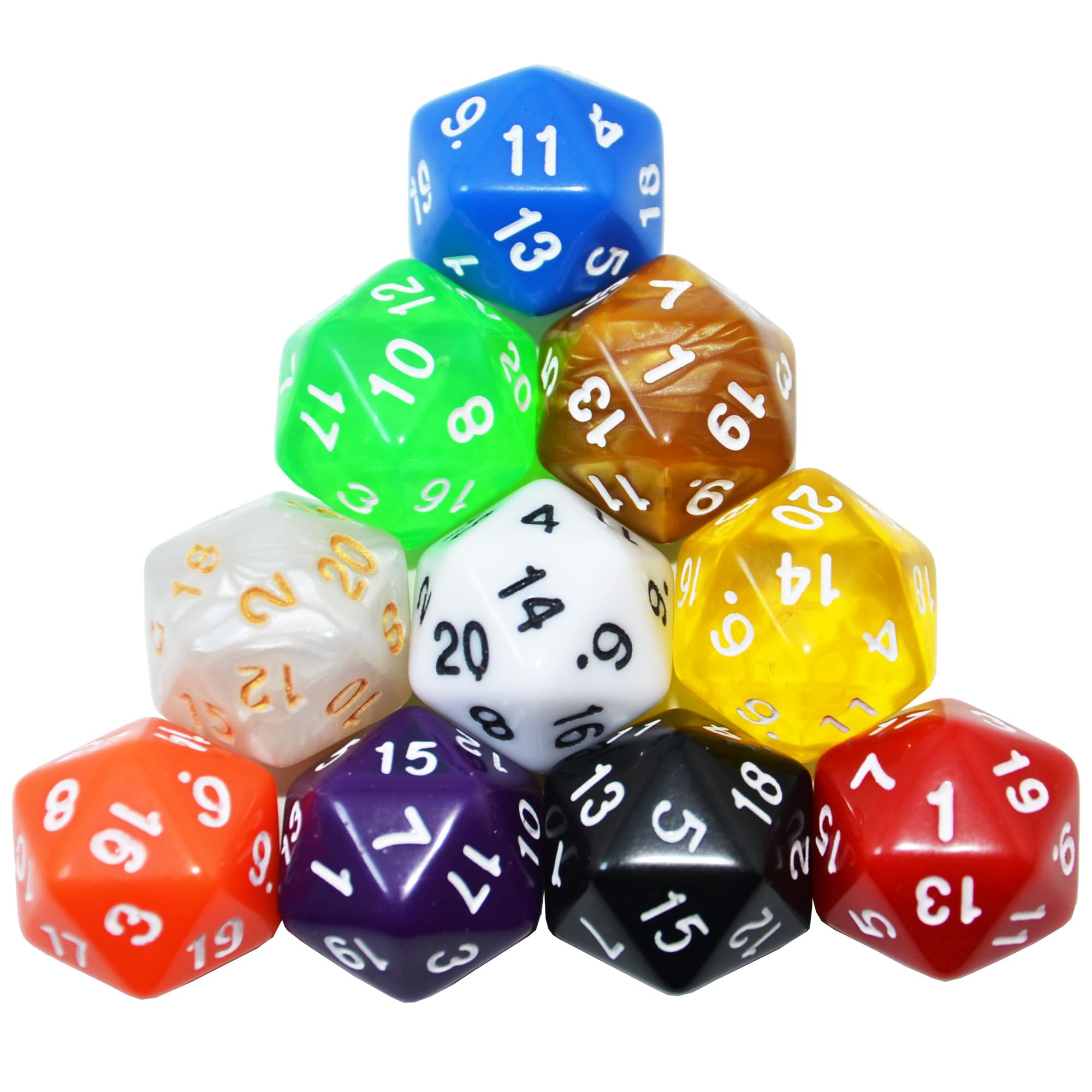 SmartDealsPro 10-Pack 20 Sided Dice D20 Polyhedral Dice for DND RPG MTG Table Game (Color 1)