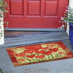 Toland Home Garden 800048 Garden Hearts Spring Door Mat 18x30 Inch Flower Outdoor Doormat for Entryway Indoor Entrance