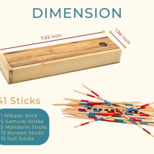 BSIRI Mikado Wooden Pick Up Sticks Classic Kids Board Game for Adults and Teens in Family and Children Board Games for Kids 7 and Brain Teasers of Mathematics Fun Table Games