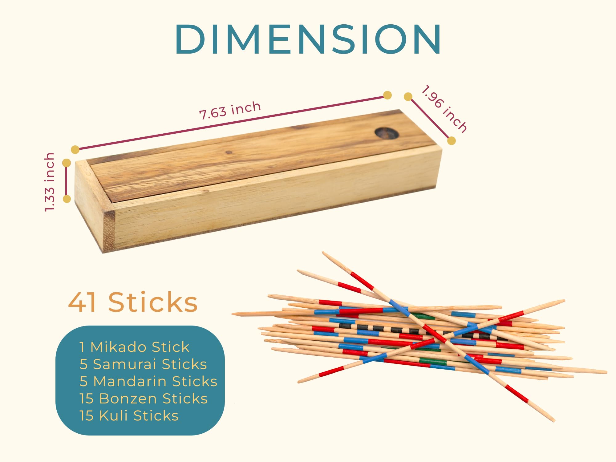 BSIRI Mikado Wooden Pick Up Sticks Classic Kids Board Game for Adults and Teens in Family and Children Board Games for Kids 7 and Brain Teasers of Mathematics Fun Table Games