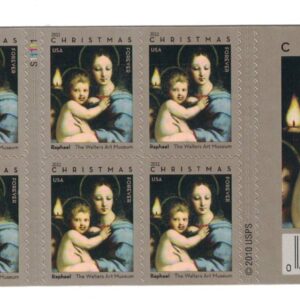 Christmas Madonna of the Candelabra by Raphael Book of 20 Forever Postage Stamps Scott 4570a