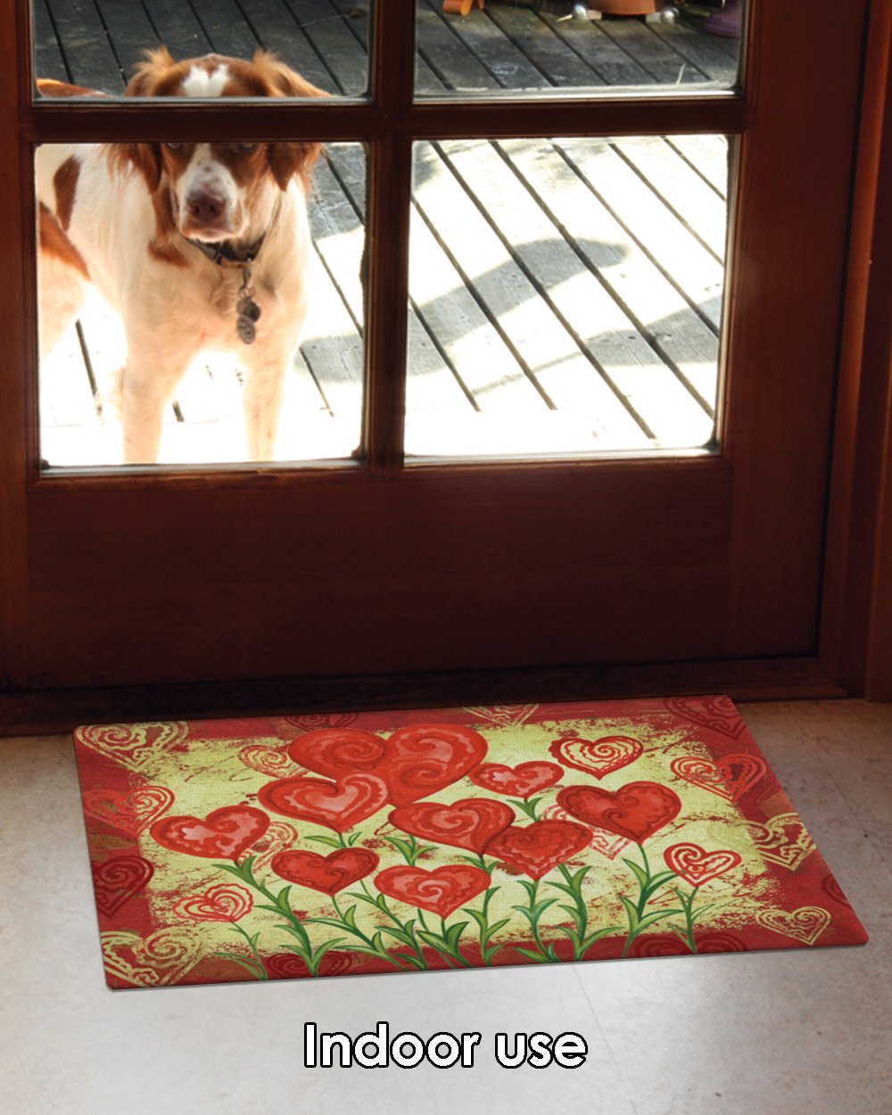 Toland Home Garden 800048 Garden Hearts Spring Door Mat 18x30 Inch Flower Outdoor Doormat for Entryway Indoor Entrance