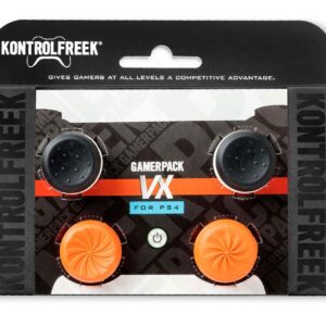 KontrolFreek GamerPack VX for PlayStation 4 (PS4) Controller | Performance Thumbsticks | 3 High-Rise, 1 Mid-Rise Concave | Black/Orange