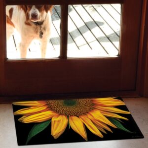 Toland Home Garden 800037 Sunflowers On Black Fall Door Mat 18x30 Inch Spring Summer Outdoor Doormat for Entryway Indoor Entrance