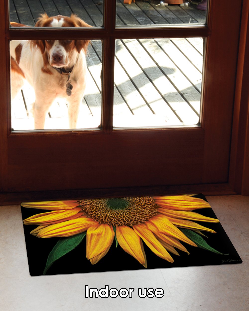 Toland Home Garden 800037 Sunflowers On Black Fall Door Mat 18x30 Inch Spring Summer Outdoor Doormat for Entryway Indoor Entrance