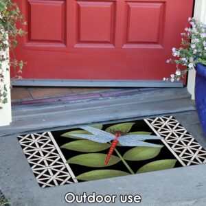 Toland Home Garden 800053 Dragonfly On Black Summer Door Mat 18x30 Inch Spring Outdoor Doormat for Entryway Indoor Entrance