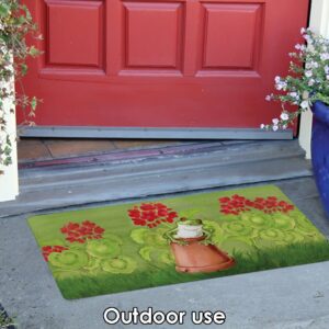 Toland Home Garden 800050 Potted Frog Spring Door Mat 18x30 Inch Summer Outdoor Doormat for Entryway Indoor Entrance