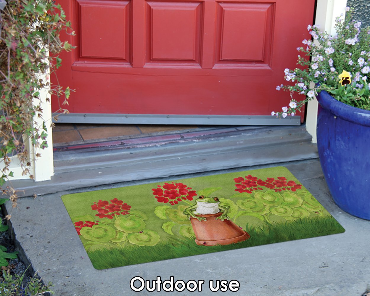 Toland Home Garden 800050 Potted Frog Spring Door Mat 18x30 Inch Summer Outdoor Doormat for Entryway Indoor Entrance