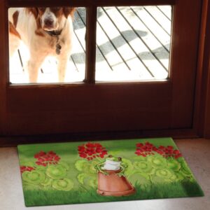 Toland Home Garden 800050 Potted Frog Spring Door Mat 18x30 Inch Summer Outdoor Doormat for Entryway Indoor Entrance