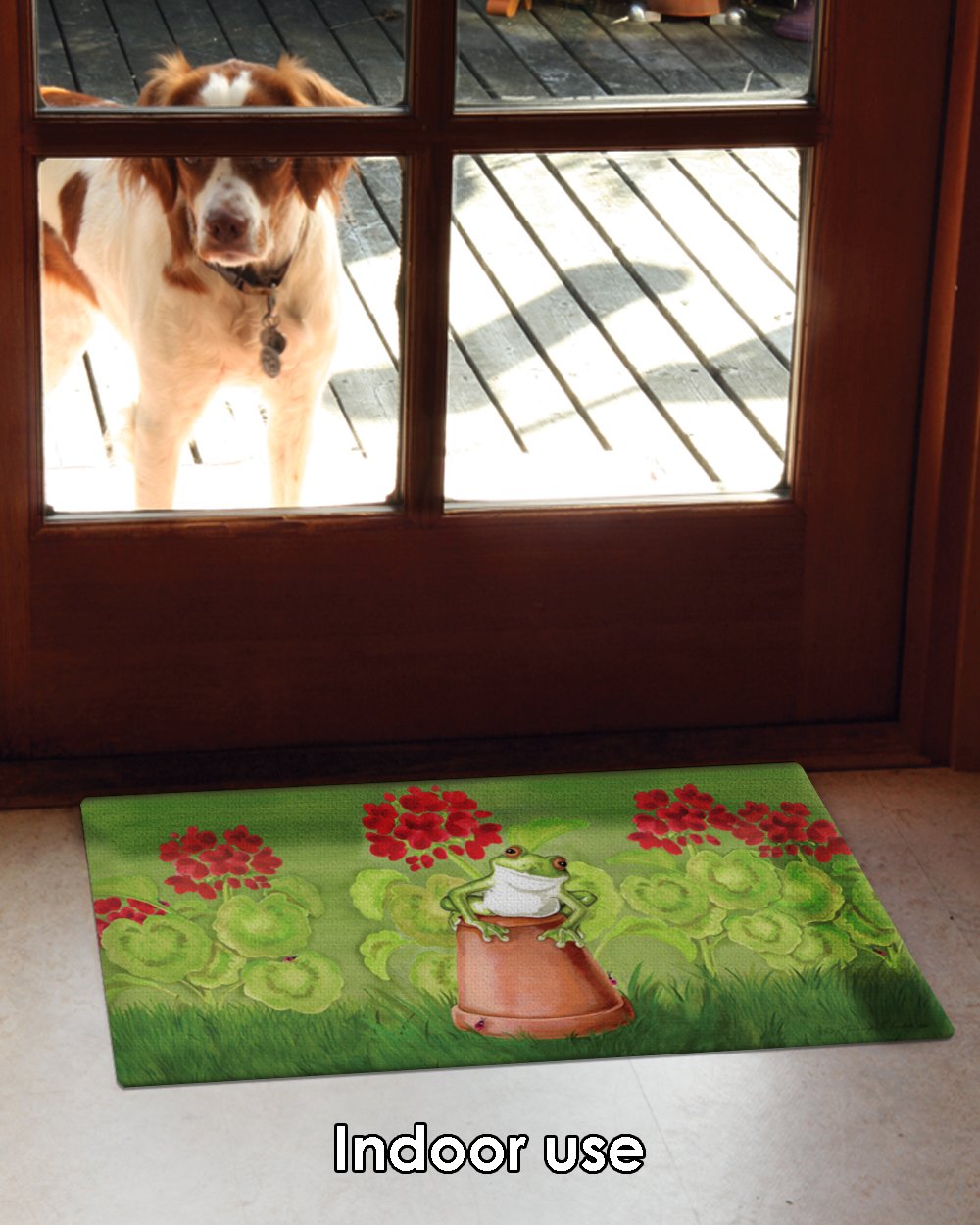 Toland Home Garden 800050 Potted Frog Spring Door Mat 18x30 Inch Summer Outdoor Doormat for Entryway Indoor Entrance