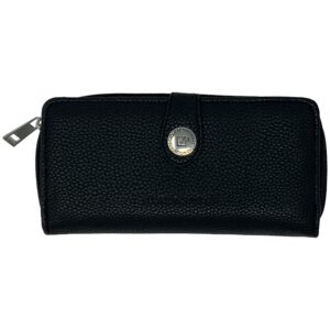 stone mountain women's leather ludlow clutch wallet with checkbook cover black