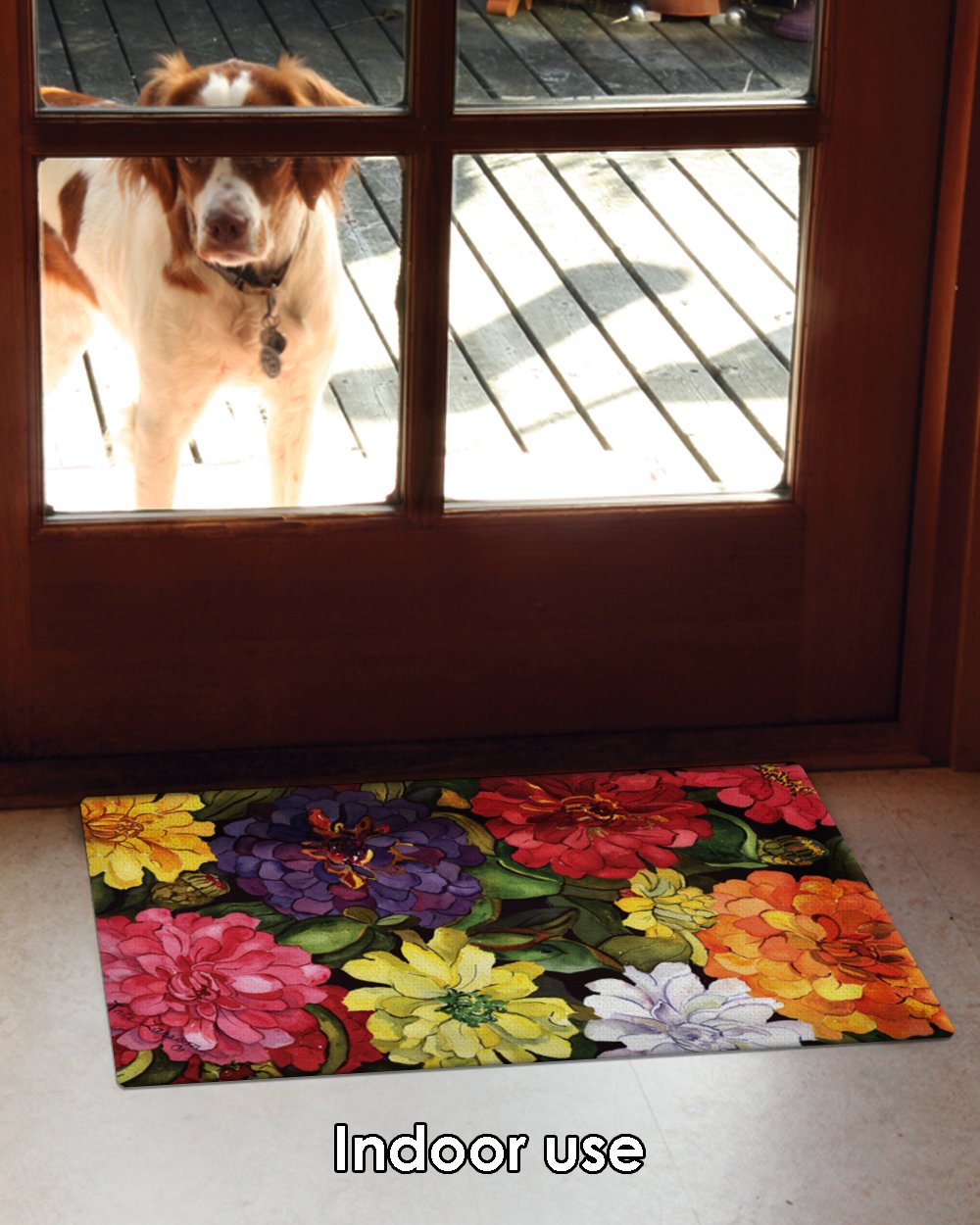 Toland Home Garden 800030 Zippy Zinnias Spring Door Mat 18x30 Inch Summer Outdoor Doormat for Entryway Indoor Entrance