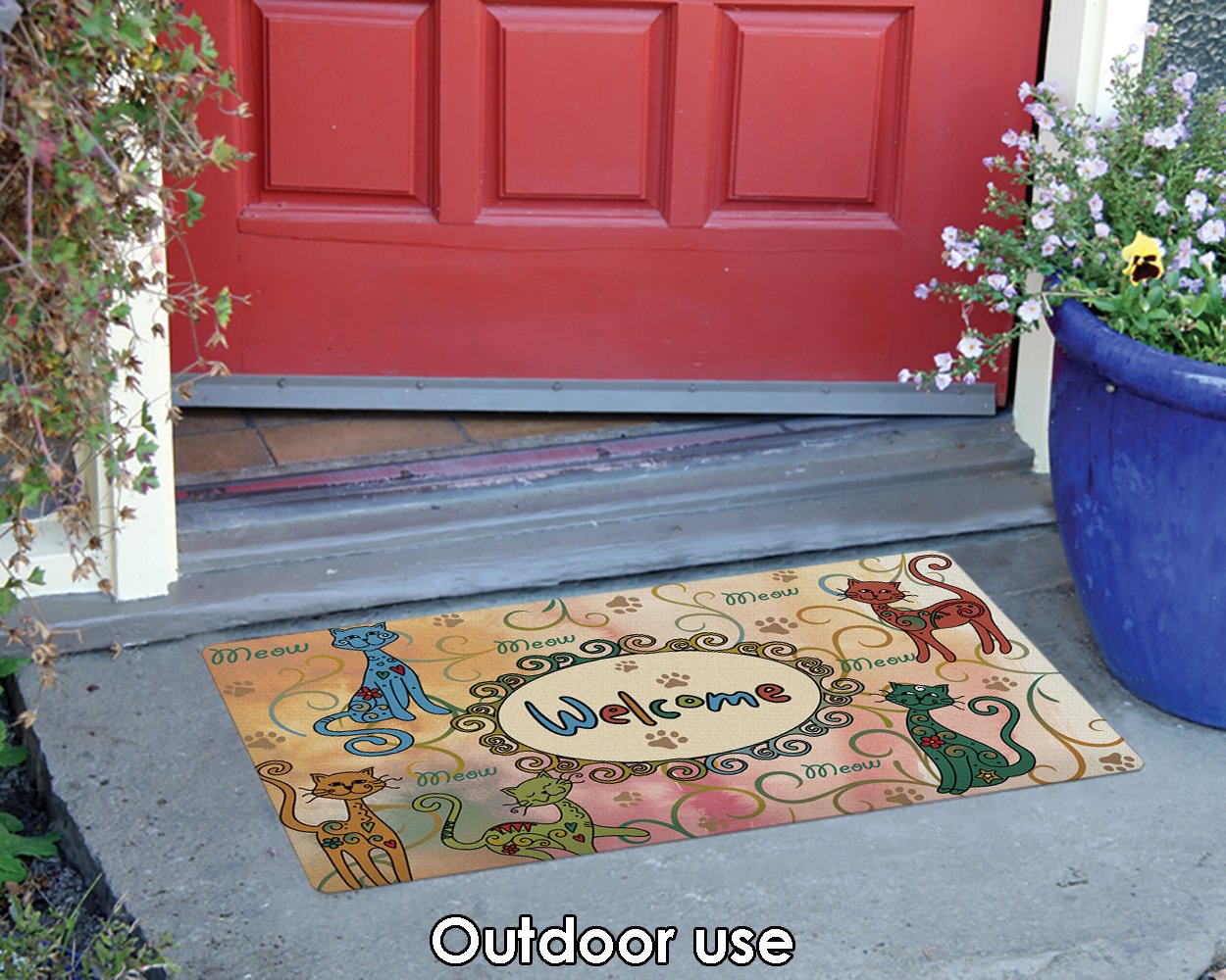 Toland Home Garden 800084 Meow Welcome Cat Door Mat 18x30 Inch Outdoor Doormat for Entryway Indoor Entrance