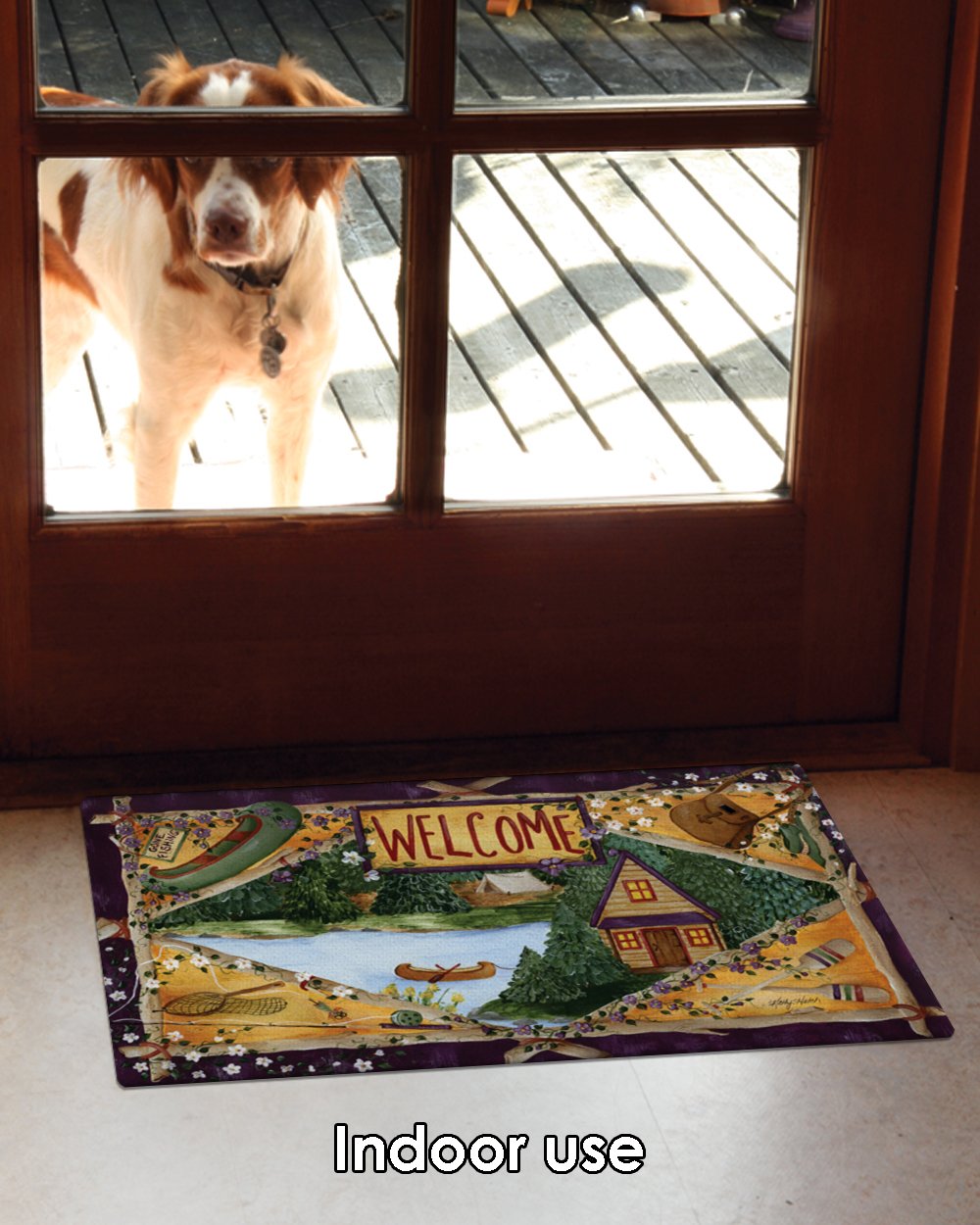 Toland Home Garden 800041 Lakeside Welcome Summer Door Mat 18x30 Inch Fishing Outdoor Doormat for Entryway Indoor Entrance