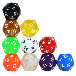 SmartDealsPro 10-Pack 20 Sided Dice D20 Polyhedral Dice for DND RPG MTG Table Game (Color 1)