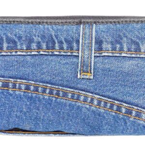 Bijoux de Ja Women Blue Denim Money Double Zipper Around Accordion Wallet Wristlet Purse Clutch DMW015