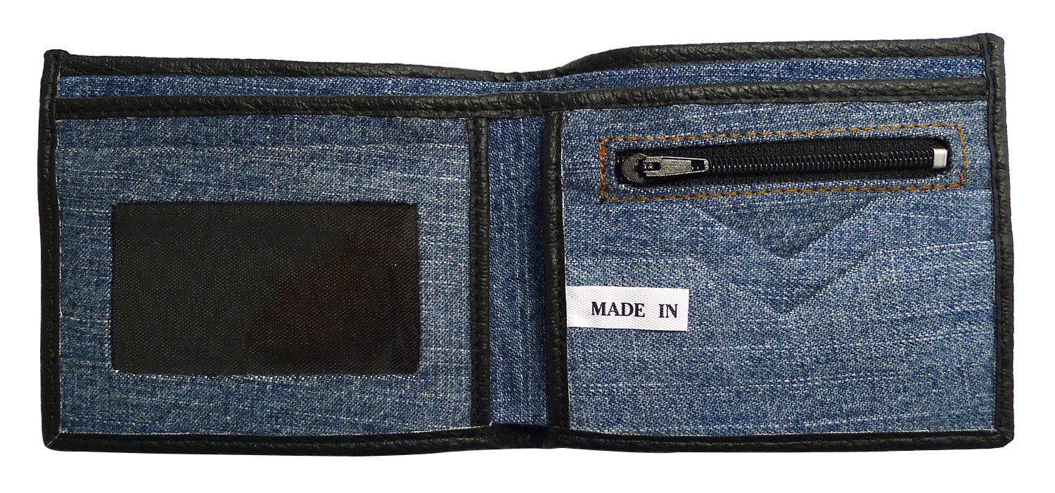 Bijoux de Ja Unisex Blue Denim Small Billfold Purse Wallet