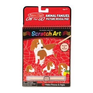 melissa & doug on the go scratch art: animal families hidden-picture activity pad with stylus