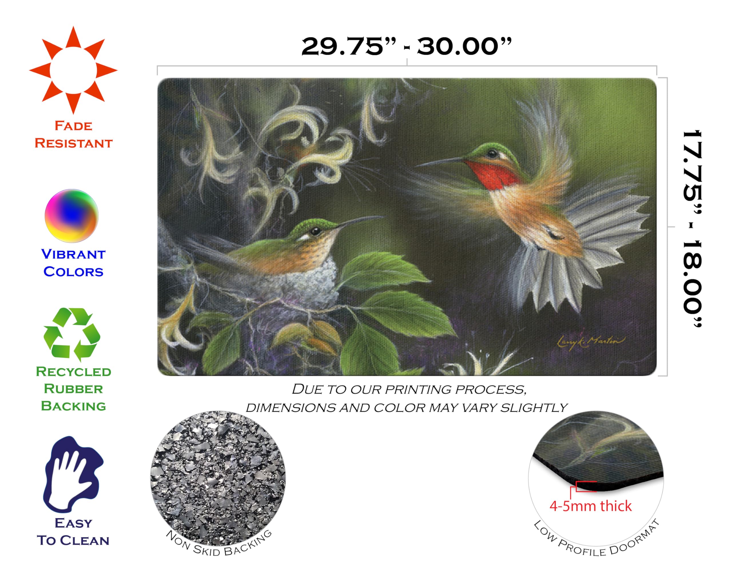 Toland Home Garden 800036 Rufous Hummingbird Spring Door Mat 18x30 Inch Summer Outdoor Doormat for Entryway Indoor Entrance