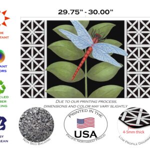 Toland Home Garden 800053 Dragonfly On Black Summer Door Mat 18x30 Inch Spring Outdoor Doormat for Entryway Indoor Entrance