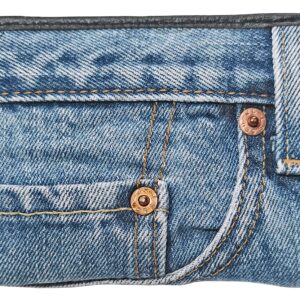 Bijoux de Ja Upcycling Blue Denim Bifold Money Zip Coin Card Holder Organizer Compact Wallet for Women