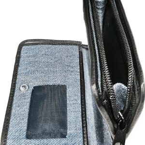 Bijoux de Ja Upcycling Blue Denim Bifold Money Zip Coin Card Holder Organizer Compact Wallet for Women